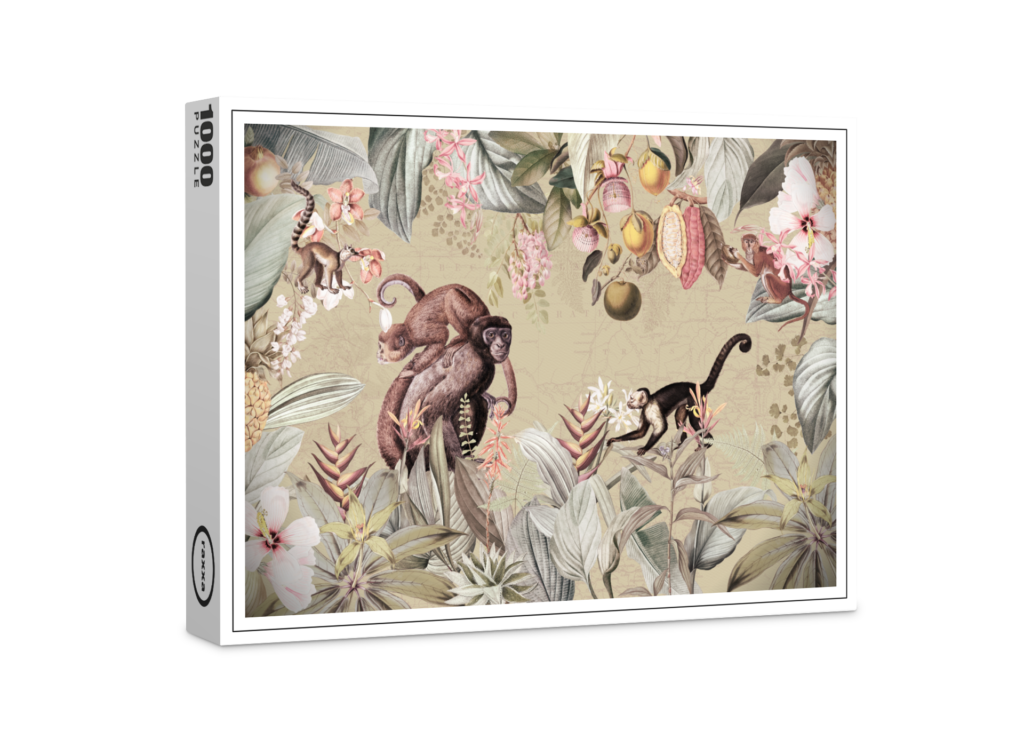 raxxa Premium-Puzzle: Verspielte Affen im Vintage Tropen Dschungel - raxxa