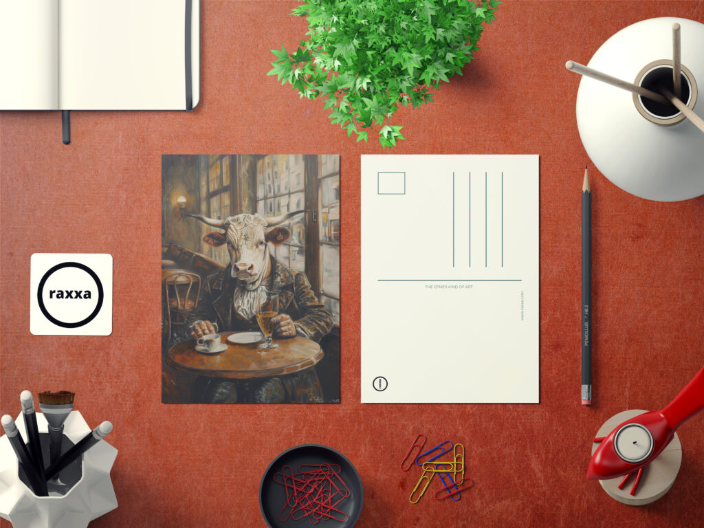 raxxa postcard: Vincent having a beer after work - raxxa